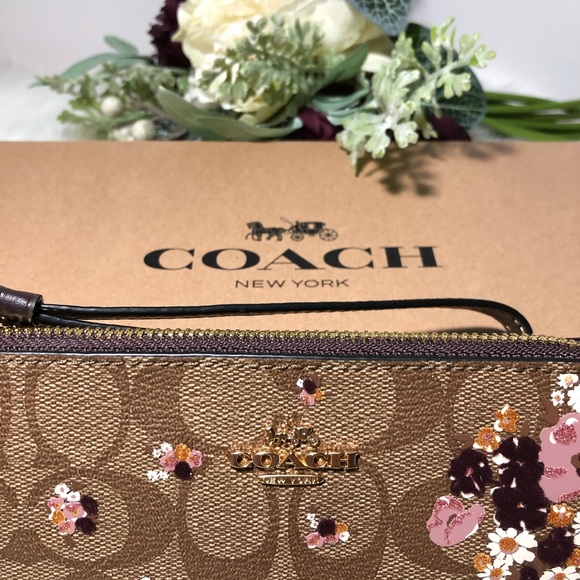 Coach | Bags | Coach Signature Large Wristlet Floral Flocking | Poshmark